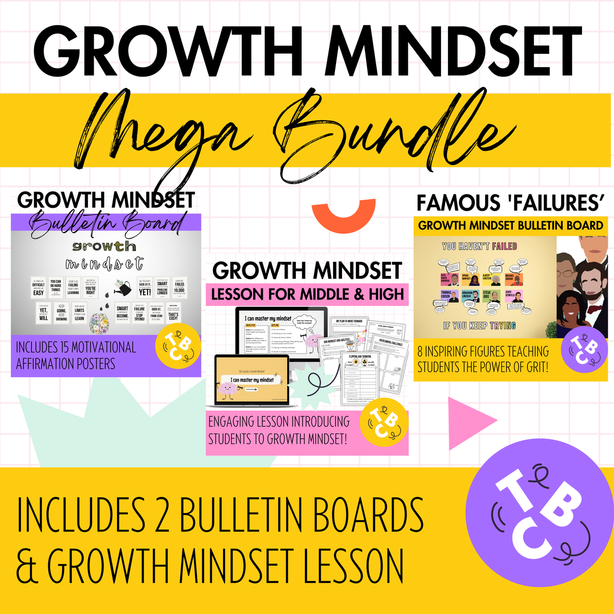 Growth Mindset BUNDLE | Lesson, Bulletin Boards, Activities, Posters ...