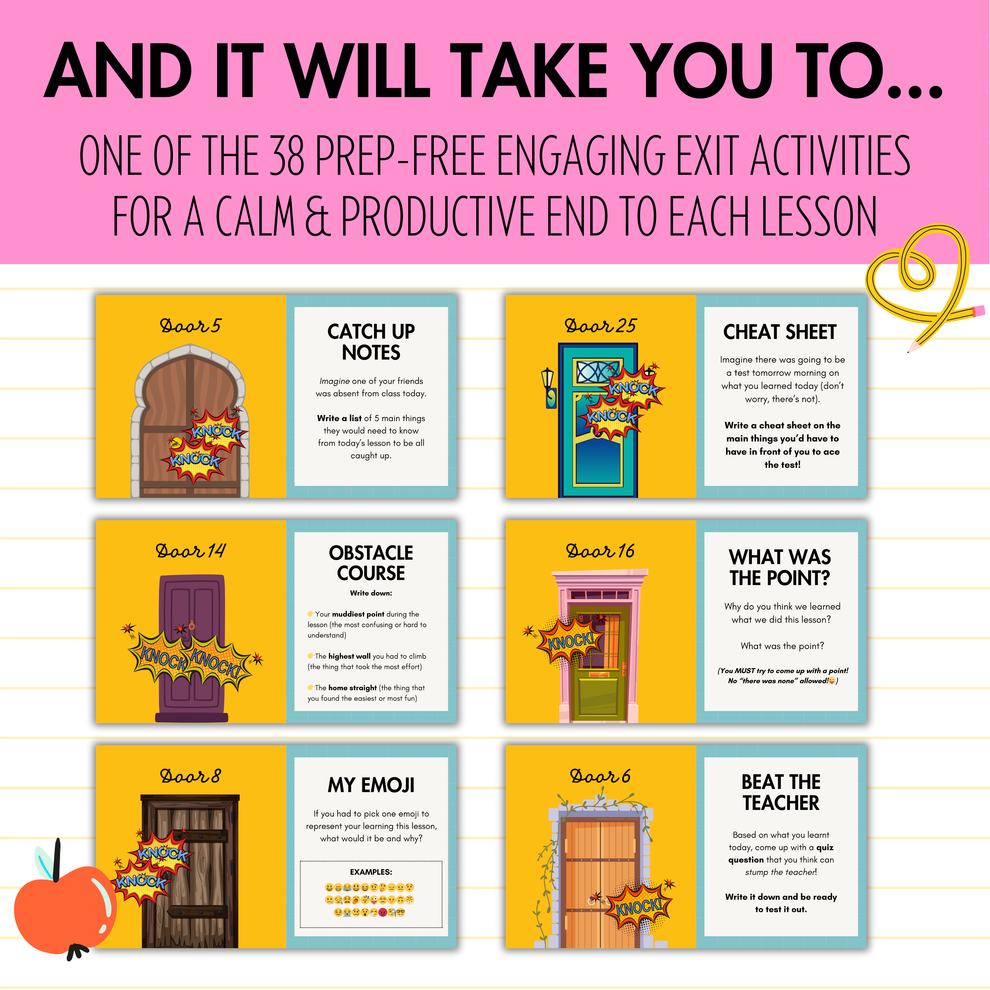 33 Exit Task Activity Slides | Prep-free Substitute for Exit Tickets ...
