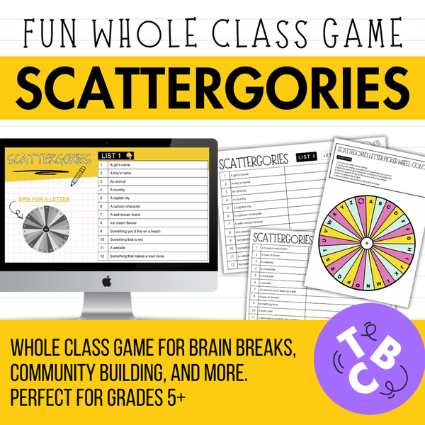 Scattergories Classroom Game | Whole Class Brain Break & Community Bui ...