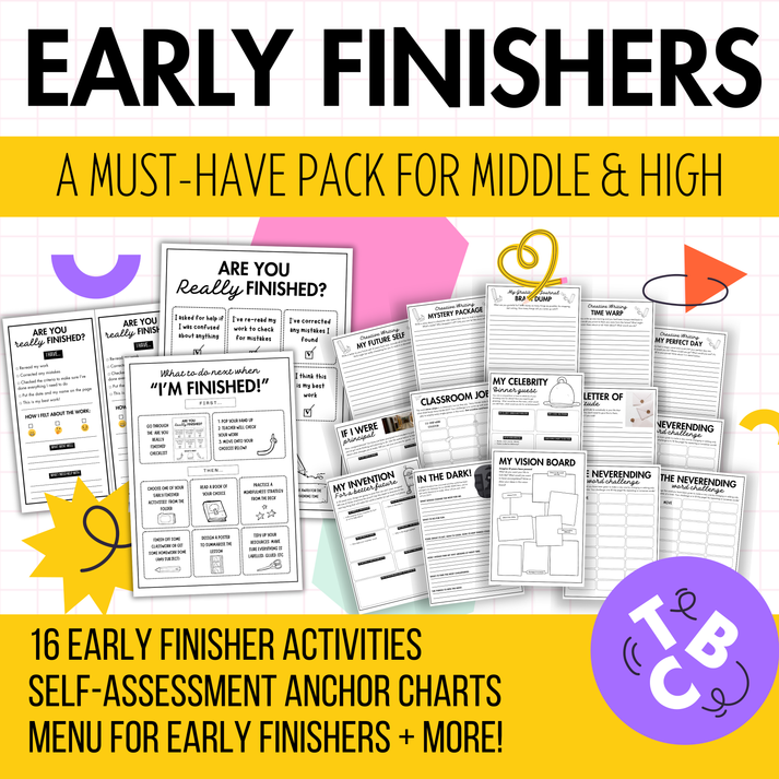 Early Finishers Activity Bundle | Choice Board, Packet, Worksheets & R ...
