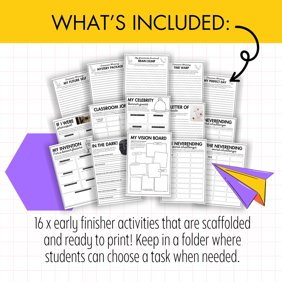 Early Finishers Activity Bundle | Choice Board, Packet, Worksheets & R ...