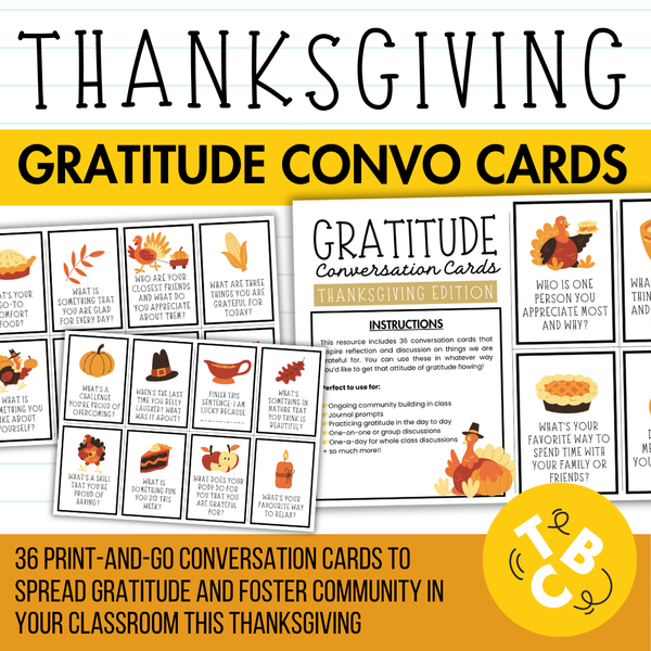 36 Gratitude Conversation Cards | Thanksgiving Themed and Everyday | P ...