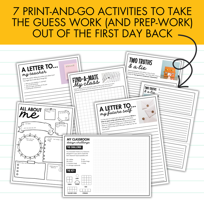 Back to School Getting to Know You Pack: 8 First Day Middle / High Act ...